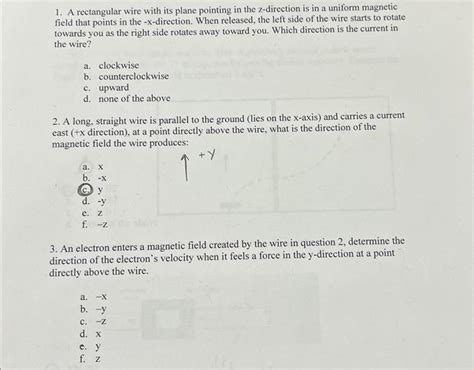 Solved 1 A Rectangular Wire With Its Plane Pointing In