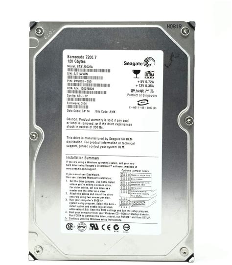 Seagate ST3120022A - 120GB 7.2K IDE 3.5" Hard Disk Drive (HDD) - CPU Medics