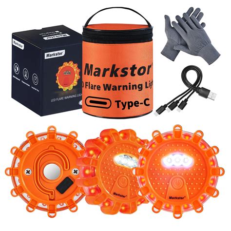 Markstor Led Road Flares Mmf7 3 Pack Roadside Emergency Car Kit Road