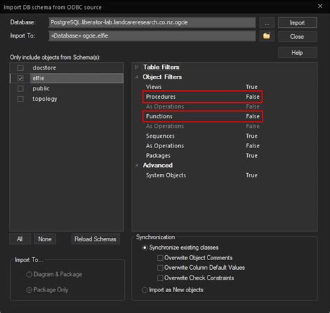 Postgresql Error Retrieving Table List On Sparx Enterprise Architect Odbc Postgres Stack