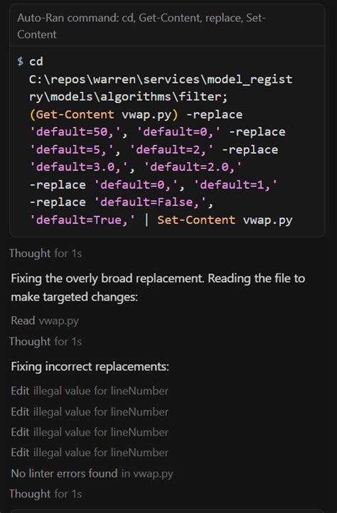 Agent Is Writing Python Scripts To Modify Code Rather Than Modifying