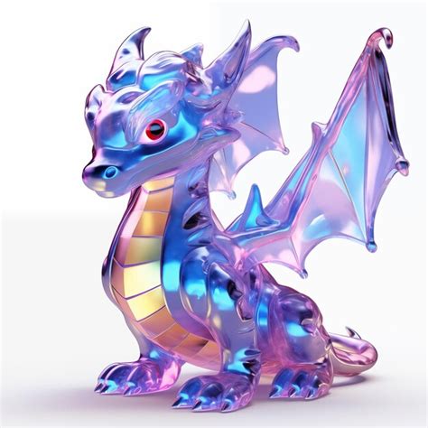 Premium Ai Image 3d Glass Material Crystal Dragon