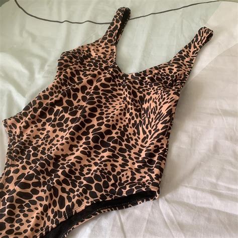 Boohoo Leopard Print Scoop Neck Swimsuit Uk Depop