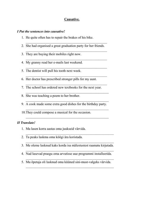 Causative Activity For Grades 10 12 Live Worksheets