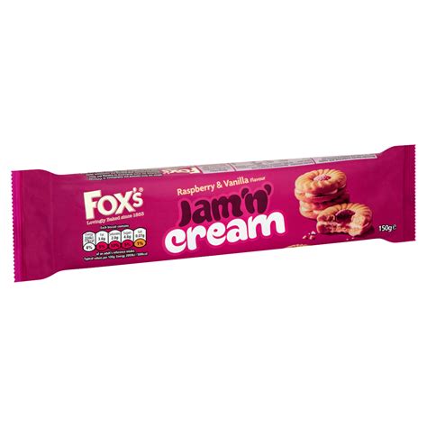 Foxs Favourites Raspberry And Vanilla Jam N Cream 150g One Stop