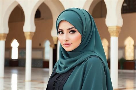 Islamic Fashion Hijab Art Illustrations Premium AI Generated Image