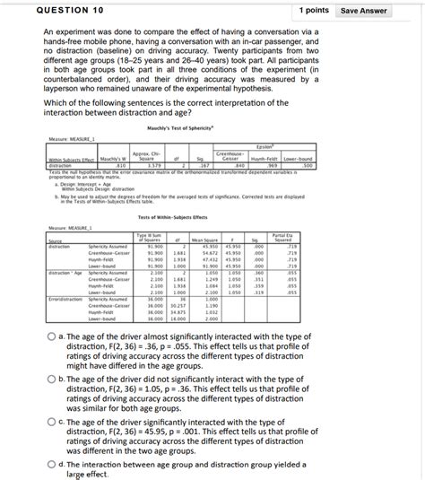 Solved QUESTION 10 1 Points Save Answer An Experiment Was Chegg Com
