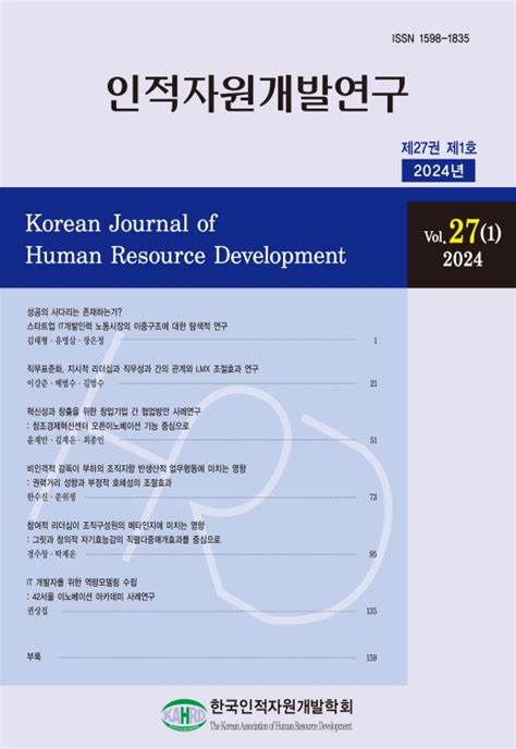 참여적 리더십이 조직구성원의 메타인지에 미치는 영향 그릿과 창의적 자기효능감의 직렬다중매개효과를 중심으로 인적자원개발연구 한국인적자원개발학회 논문 Dbpia