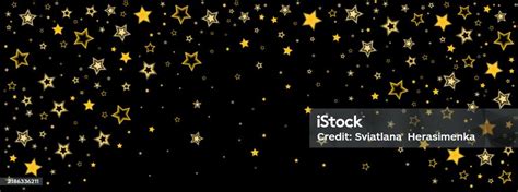 골드 별똥 별 색종이 배경 반짝이는 황금빛 크리스마스 테두리 비행 흐릿한 별 크리스마스 새해 생일 장식에 대 한 축제 배경 검은 배경에 벡터 일러스트 레이 션 금 금속에