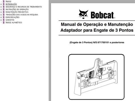 Bobcat Adapter Point Hitch Operation Maintenance Manual PT