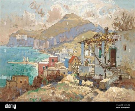 Français Constantin Gorbatov Capri Aquarelle Collection Particulière Before 1935