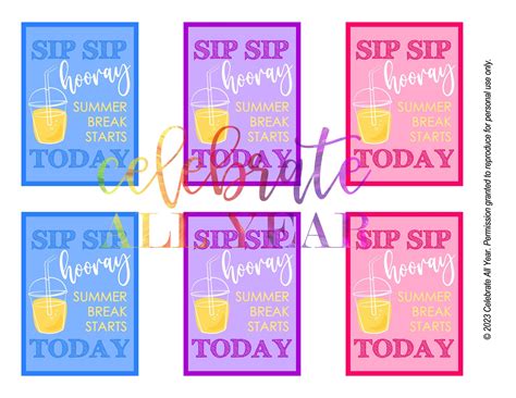 Sip Sip Hooray Start Of Summer T Tags Etsy