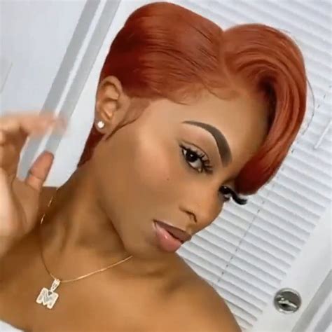 Colored Ginger Pixie Cut 13x4 Hd Lace Wigs 100 Human Hair Sulmy