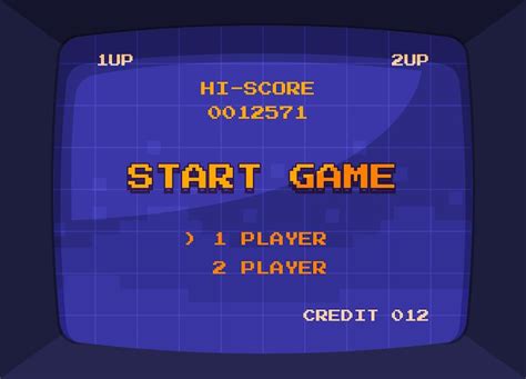 Premium Vector Screen With An Arcade Game Start Screen In The Gaming Device Vector Illustration