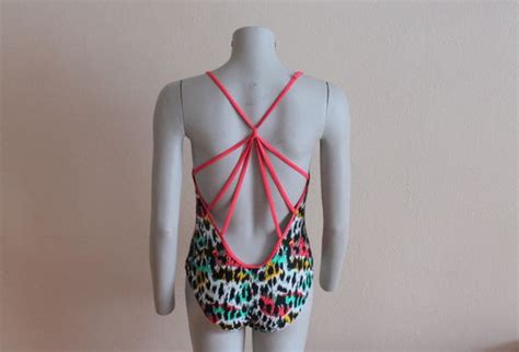 One Piece Swimsuit Bodysuit Criss Cross Back One Piec Gem