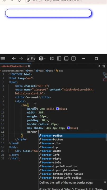 Css Border And Shadows Explained In 60 Seconds L Css Coding Html Border Shadow Style