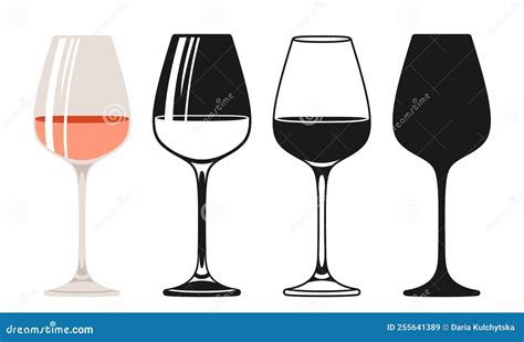 Wineglass Sign Pink Wine Set Glass Symbol Silhouette Stamp Alcohol Rose