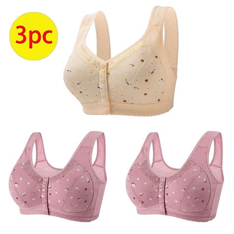 Nrmvnmi Summer Saving 3pc Daisy Bras For Older Women Front Button