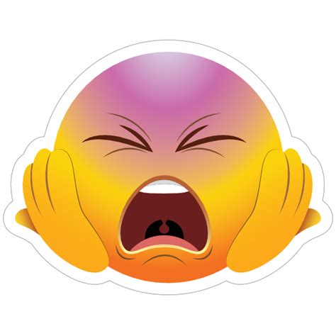 Cute Screaming Hands On Face Emoji Sticker 50 Color Options