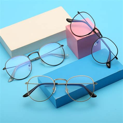 Metal Printing Round Large Frame Glasses Unisex De Grandado