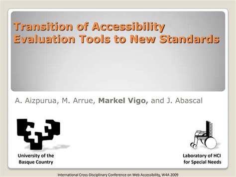 Transition Of Accessibility Evaluation Tools To New Standards Ppt