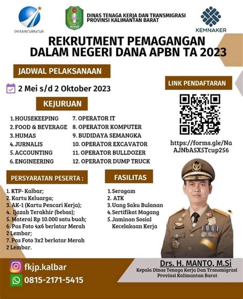 Pendaftaran Pemagangan Dalam Negeri Dana APBN Prov Kalimantan Barat TA