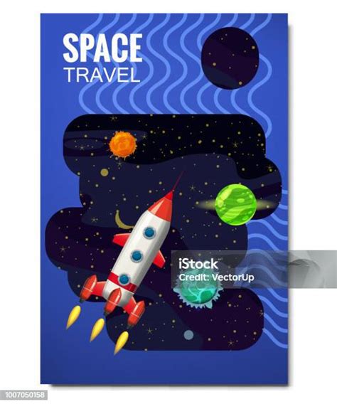 太空火箭太空旅行 探索宇宙 其他行星 飛行火箭 遙遠的星系星 Flyear 範本 雜誌 海報 書封面 橫幅向量 橫幅 插圖 隔離向量圖形及更多