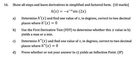 Solved H X Exsin 2x A Determine H X And Find One Chegg Com