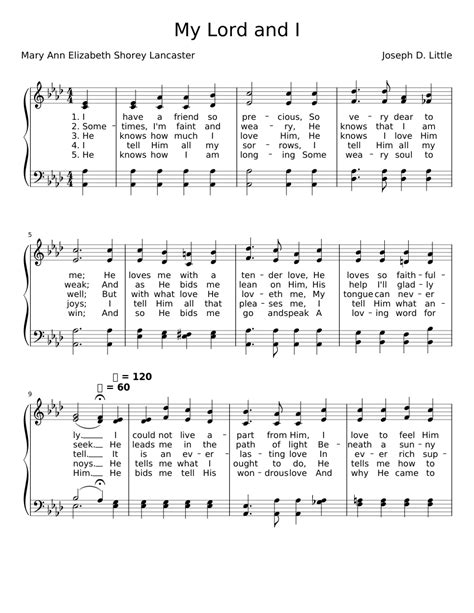 My Lord And I Sheet Music For Piano Solo Easy