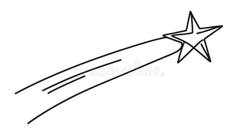 Vector Isolated One Falling Star With Long Trail Colorless Black And
