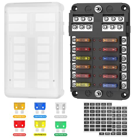 12 Way 12v 24v Atcato Blade Fuse Block With Led Indicator Daier