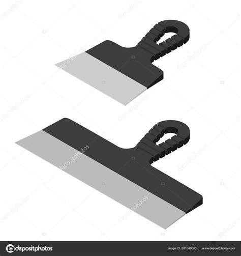 Putty Knife Set Vector Isolated White Background Isometric View Stock