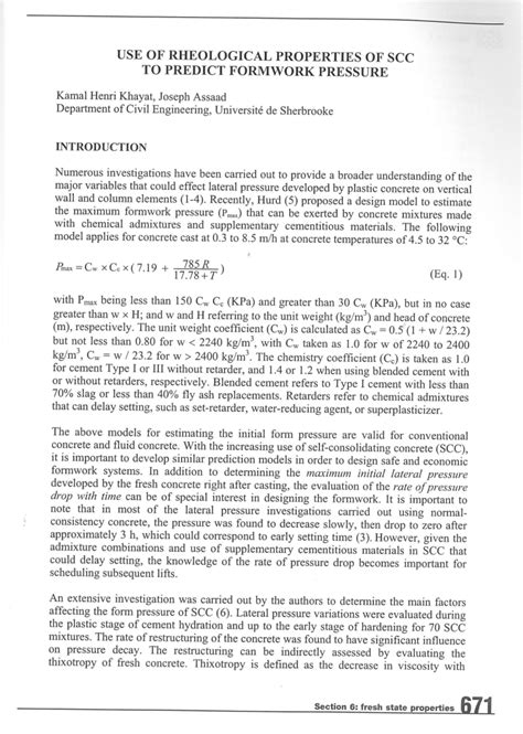 Pdf Proposed Models For Predicting Formwork Pressure Developed By Self Consolidating Concrete