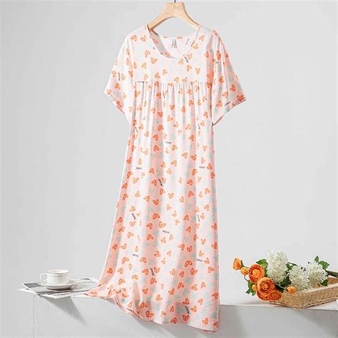 Elvqul Womens Cotton Nightgowns Plus Size Summer Womens Sleepwear Short