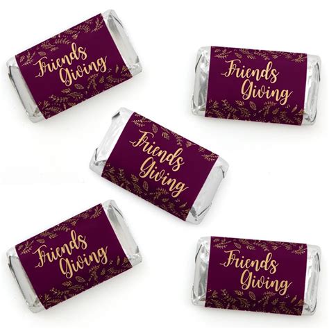Elegant Thankful For Friends Mini Candy Bar Wrapper Stickers Friendsgiving Thanksgiving Party