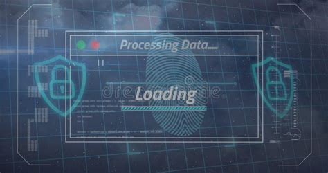 Image Of Interface With Data Processing Over Biometric Fingerprint