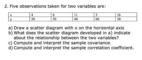 Solved 2 Five Observations Taken For Two Variables Are 4