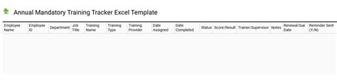 Mandatory Training Tracker Excel Template For Efficient Compliance