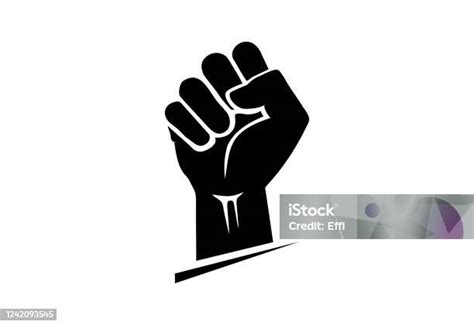 주먹을 움켜쥐고 들어올린 검은 손 아이콘 자유 기호 및 항의 기호입니다 주먹에 대한 스톡 벡터 아트 및 기타 이미지 주먹