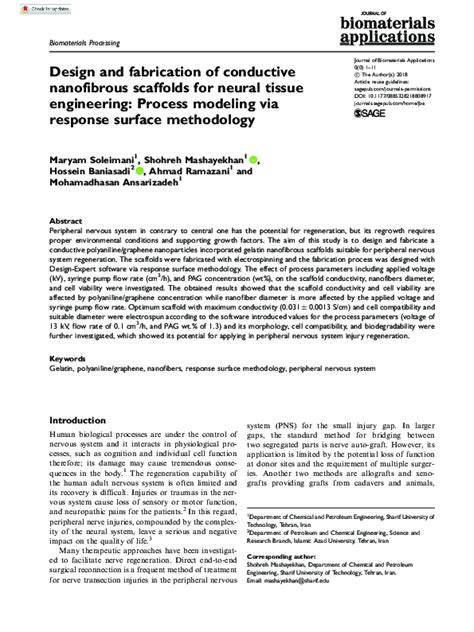 Pdf Design And Fabrication Of Conductive Nanofibrous Scaffolds For Neural Tissue Engineering