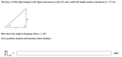 Solved The Base X Of The Right Triangle In The Figure Chegg Com