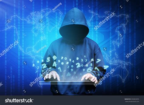 Computer Hacker Silhouette Hooded Man Binary Stock Photo 302803055 Shutterstock
