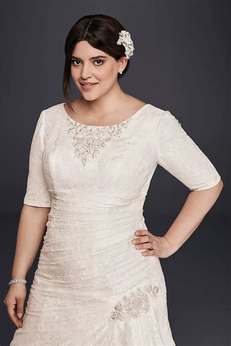 Lace Plus Size Wedding Dress With Side Split Davids Bridal