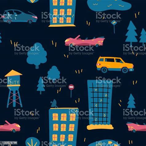 도시 차량의 원활한 패턴 아이들을위한 만화 교통 배경 낙서 어린이 장난감 자동차 일러스트 벡터 0명에 대한 스톡 벡터 아트 및 기타 이미지 Istock