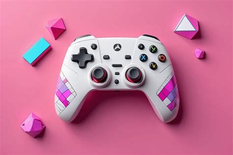 Premium Photo White Standard Game Controller Joystick Gamepad On A Pink Background With