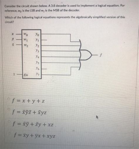 Solved Consider The Circuit Shown Below A 3 8 Decoder Is Chegg