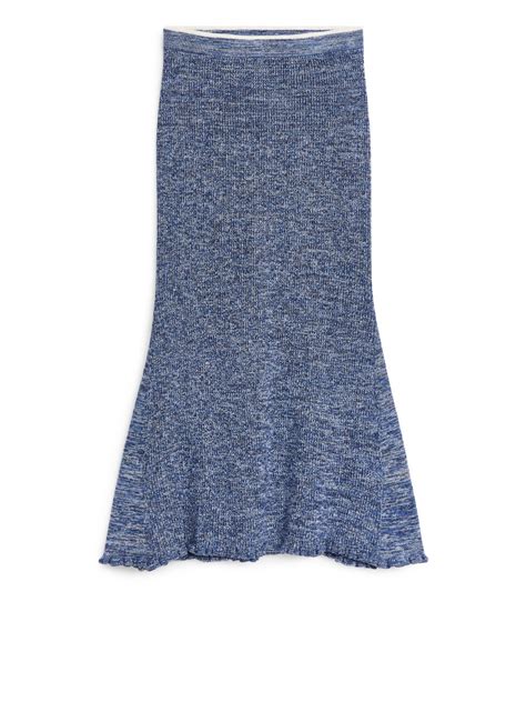 Rib-Knitted Skirt - Blue Melange - ARKET PT