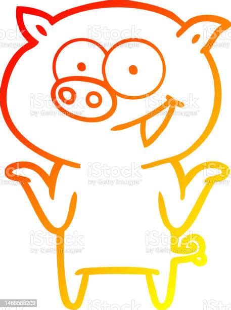 Dessin Au Trait Dégradé Chaud Dun Cochon De Dessin Animé Sans Soucis