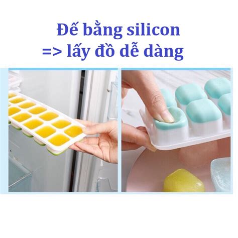 Mua Khay trữ đông 14 ô đựng đồ ăn dặm cho bé có nắp đáy bằng silicon