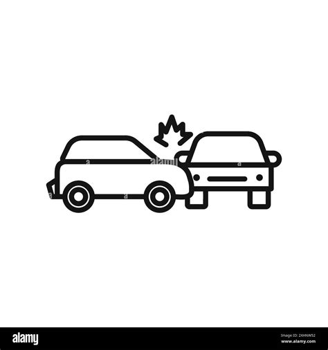 Car Side Crash Icon Black Line Art Vector In Black And White Outline